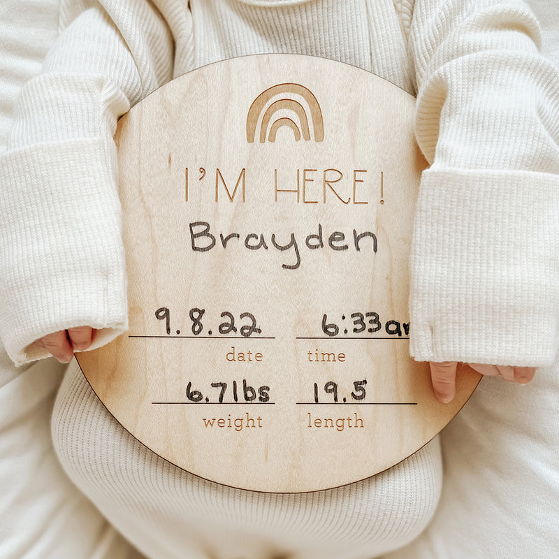 Newborn Birth Announcement Sign - Smiling Tree