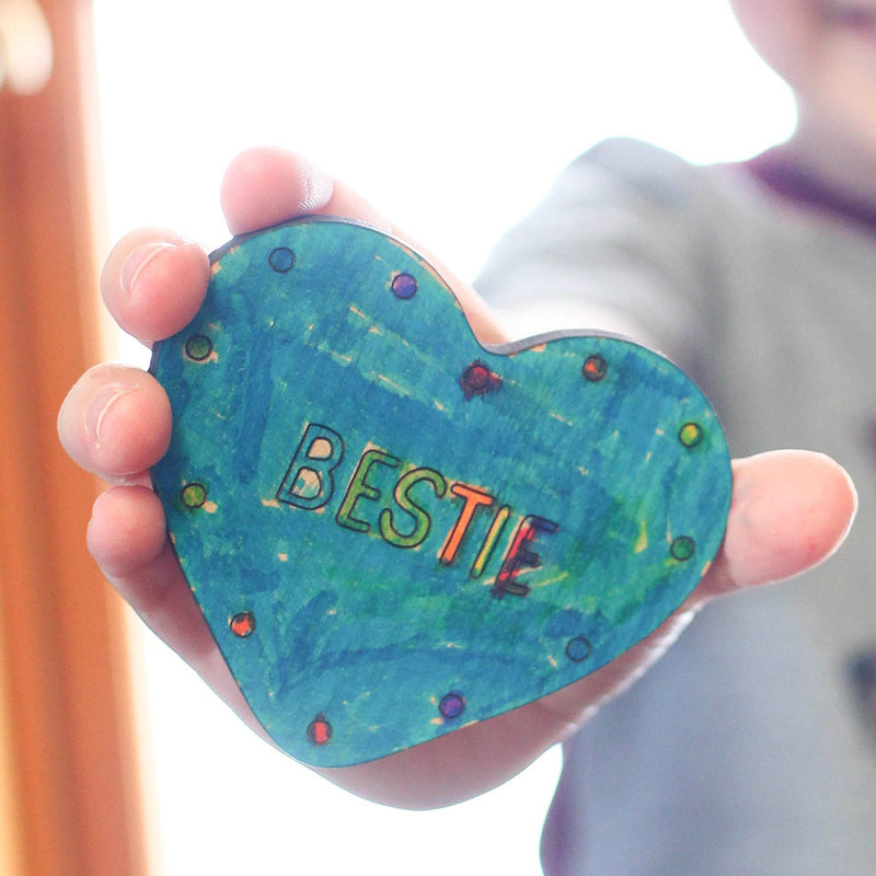 Color-Your-Own Valentine Wooden Heart Charms for Kids - Smiling Tree