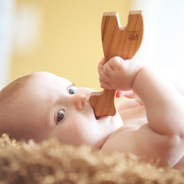 Giraffe Wooden Toy Rattle For Baby - Smiling Tree