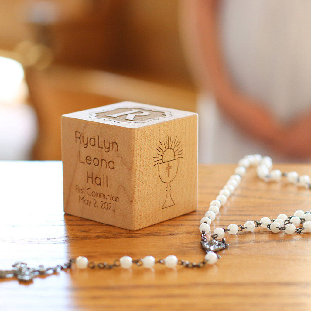 personalized First Communion gift wooden block for kids, young adults ...