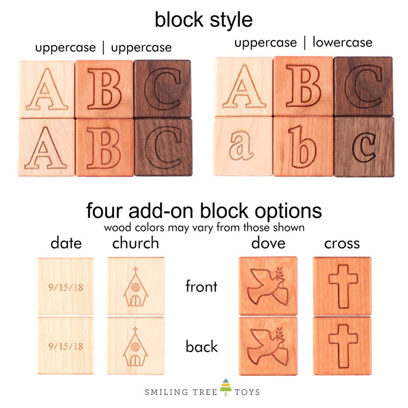 Baby Baptism Personalized Name Blocks - Smiling Tree
