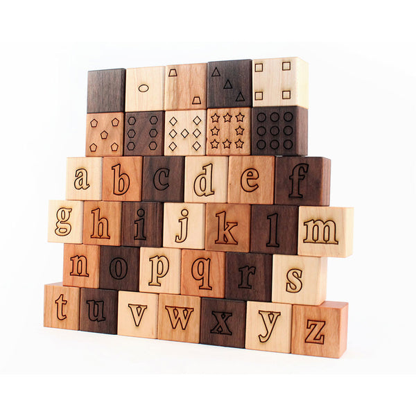 Alphabet and Number Wooden Block Set For Kids | Made in USA, Free Ship ...
